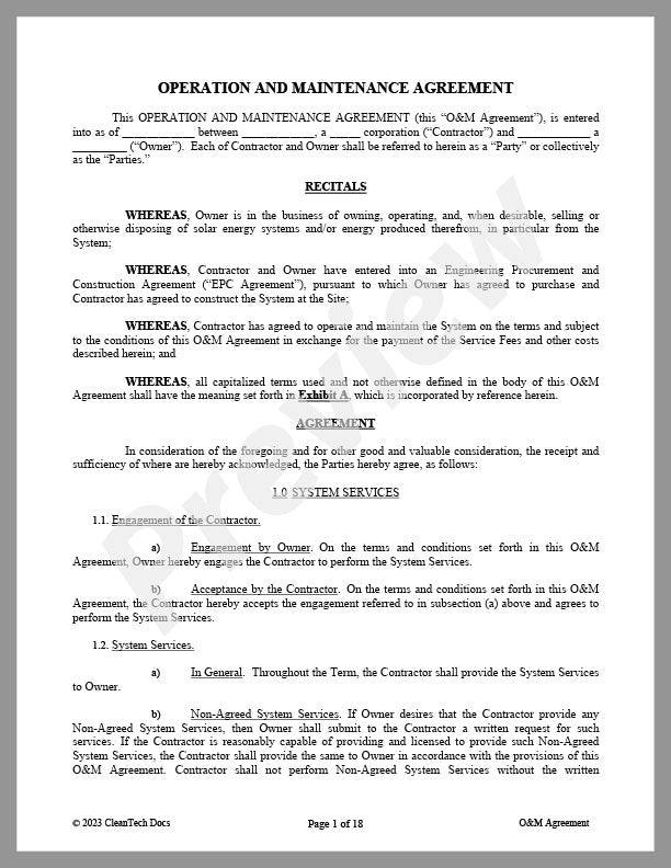 Maintenance Service Agreement Template